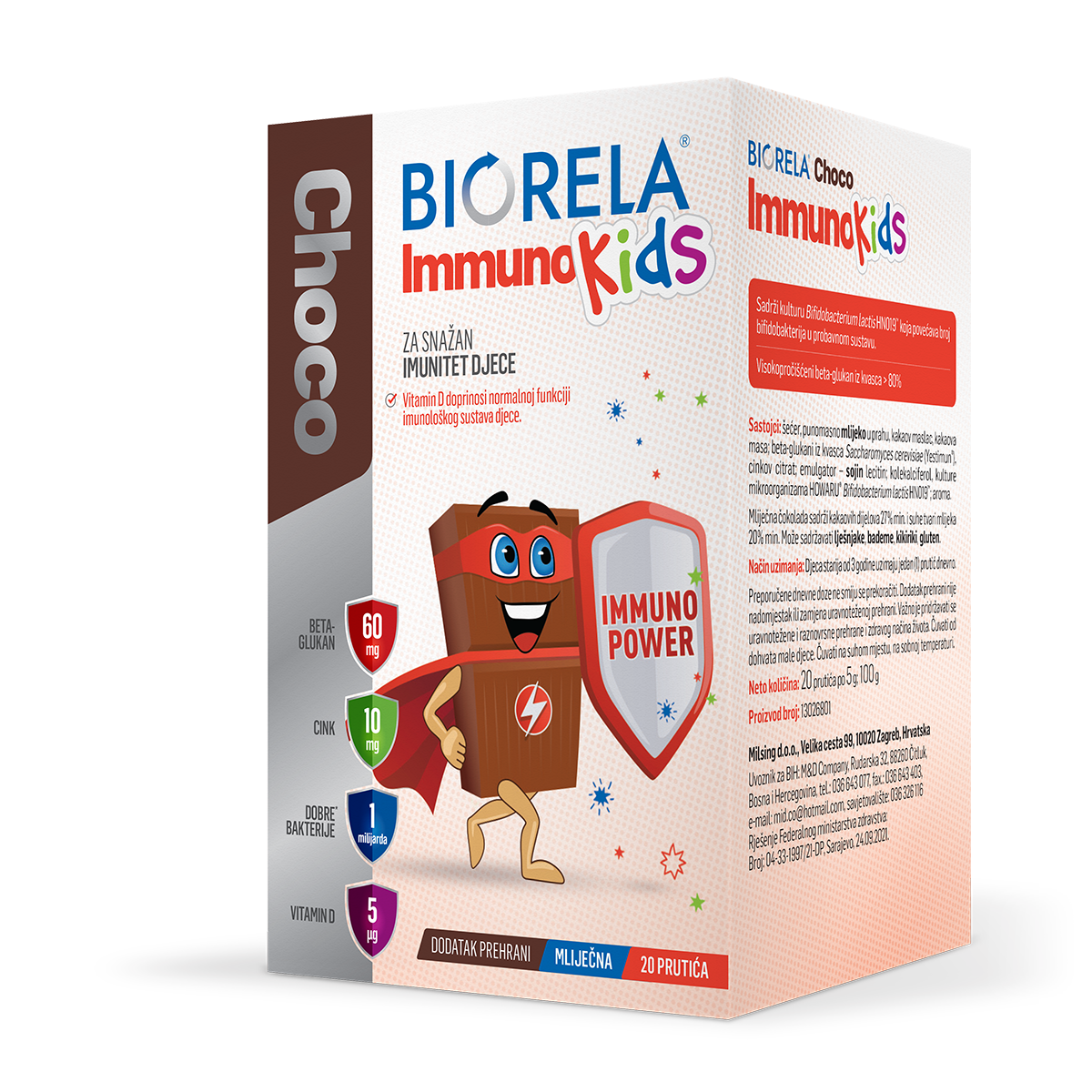 Biorela® Choco Immuno Kids 20 čokoladnih prutića