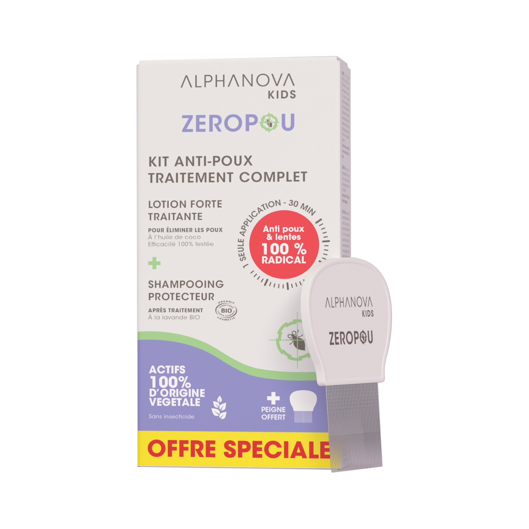 Alphanova Kids Zeropou set za uši losion+šampon+češalj