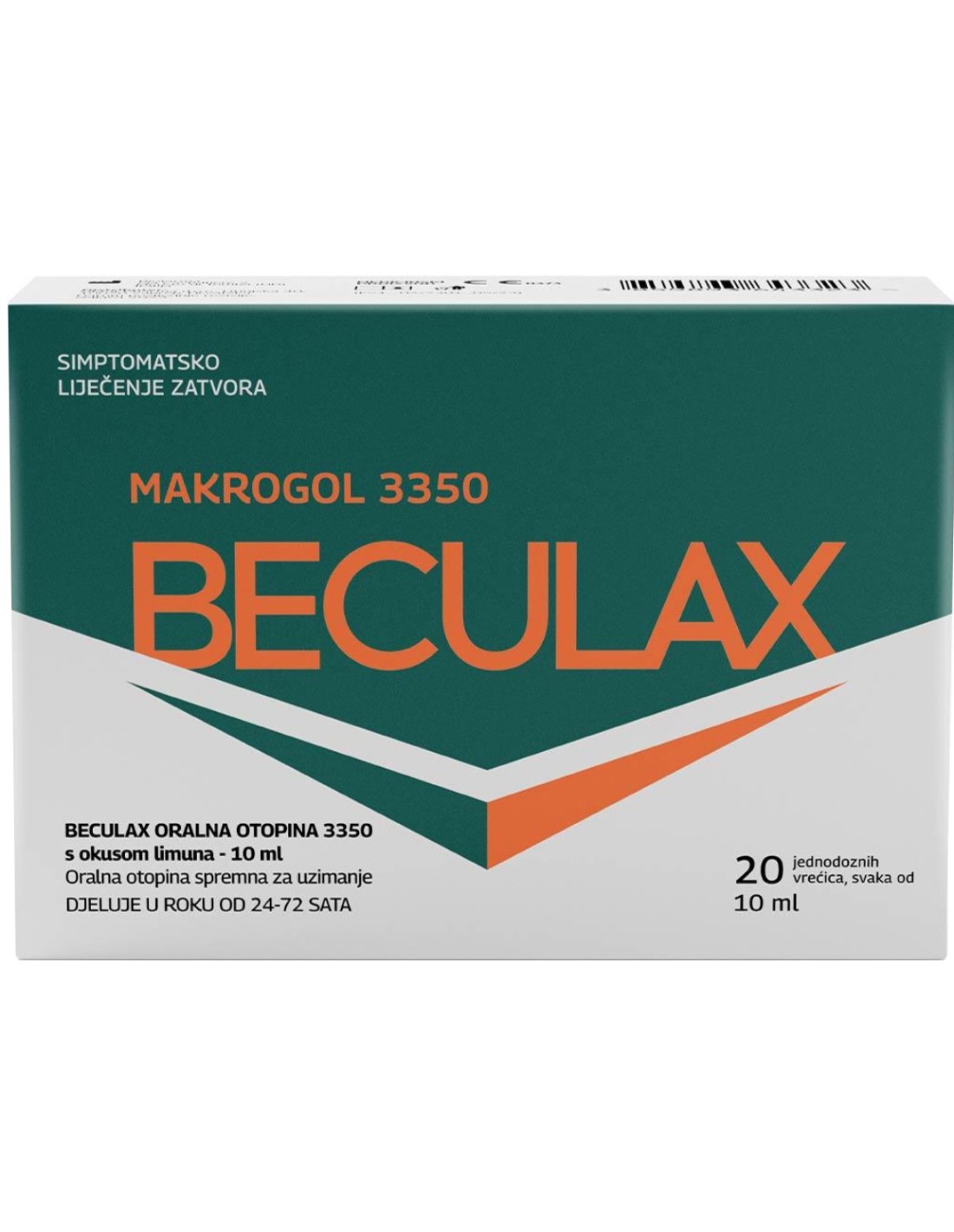Beculax makrogol 3350 oralna otopina 20 jednodoznih vrećica x10 ml