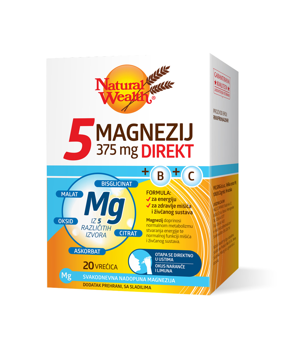 Natural Wealth® 5 Magnezij Direkt 375 mg 20 vrećica